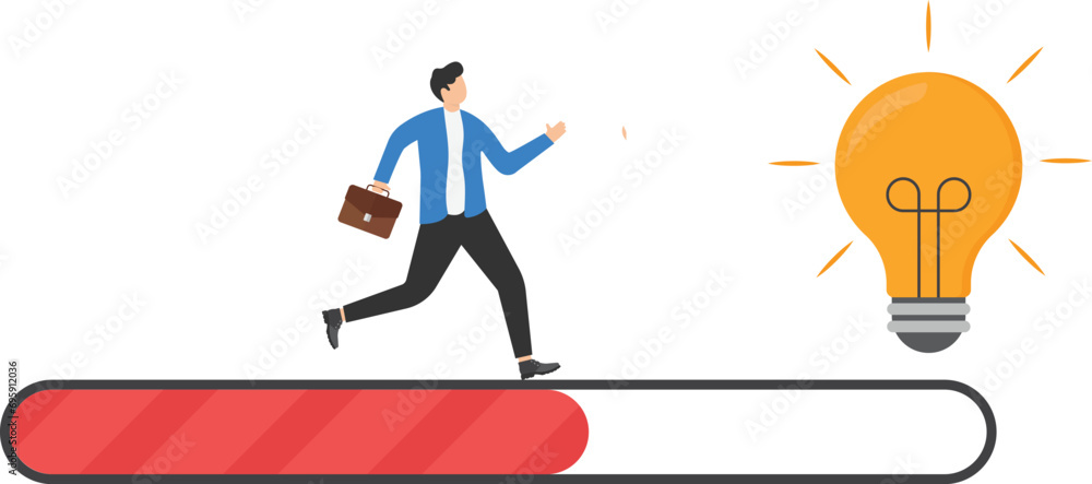 Solution and idea loading concept with progress bar and light bulb ...