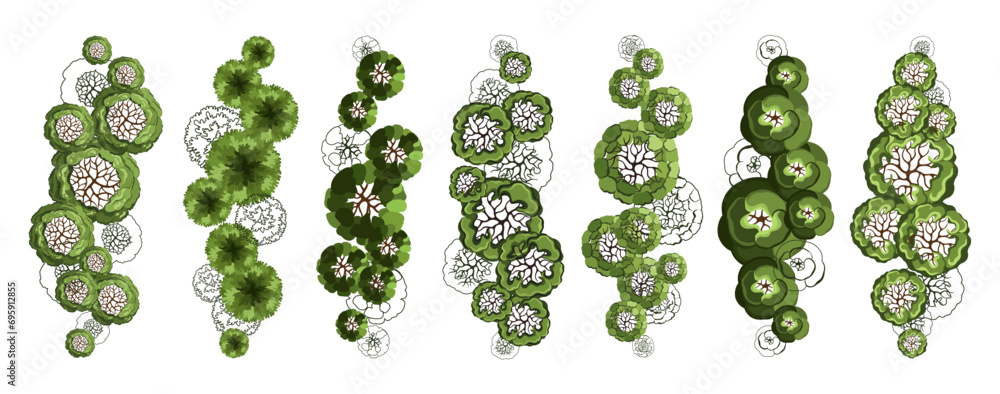 Tree for architectural floor plans. Entourage design. Various trees ...