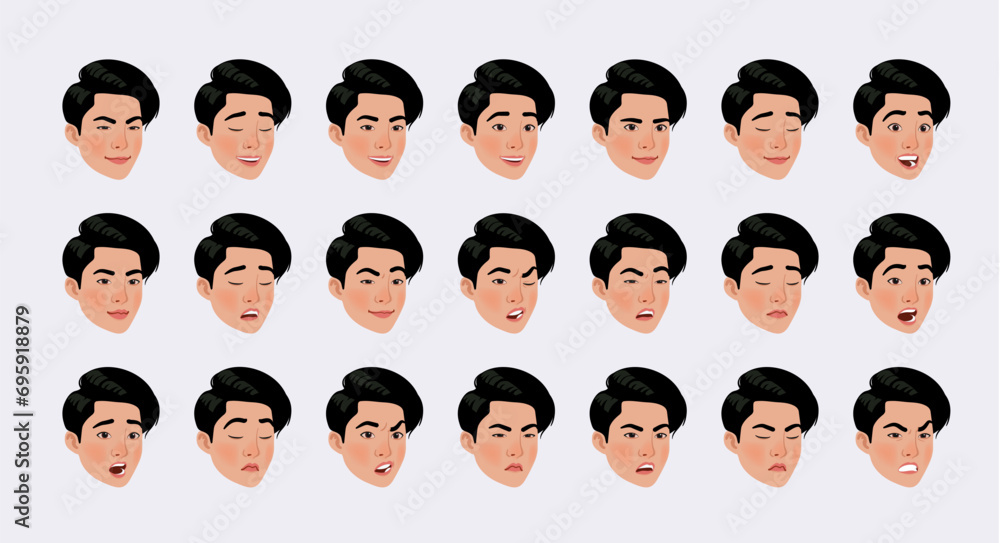 Asian guy, korean man bundle, black hair emote set. Brunette handsome ...