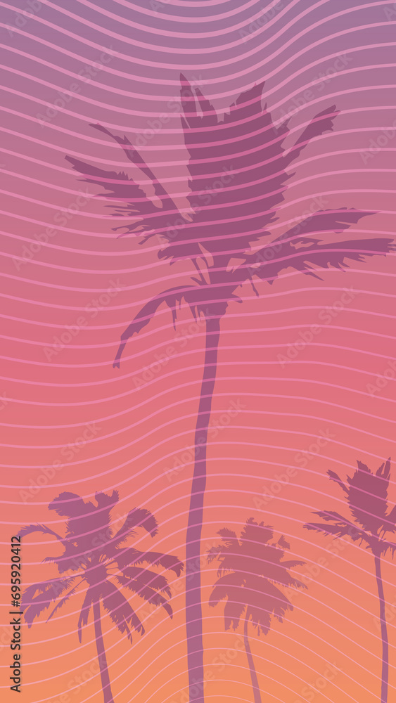 miami landscape, palms landscape, lines landscape, miami background ...