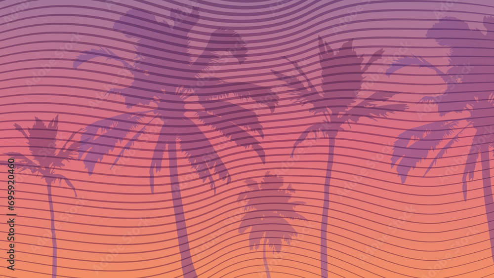 miami landscape, palms landscape, lines landscape, miami background ...