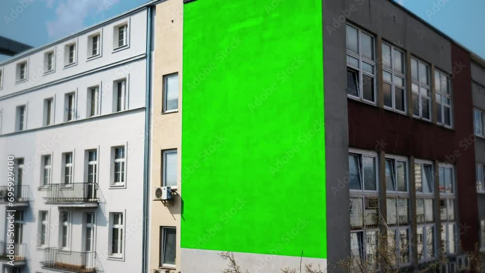 Green Screen Building Wall Panel Tilt Up Billboard Sunny Day. A large ...