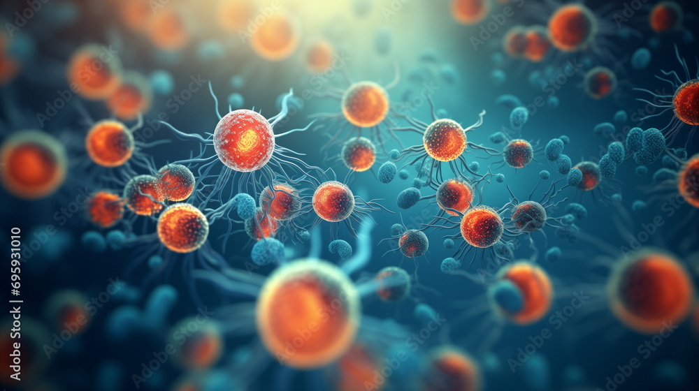 Bacteria inside body, medicine microbiology virus. Macro photos of ...