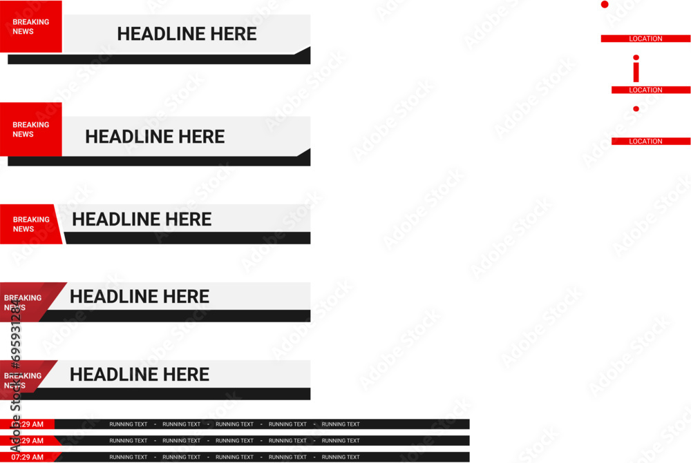 Lower Third Template. Set of TV Banners and Bars for News and Sport ...