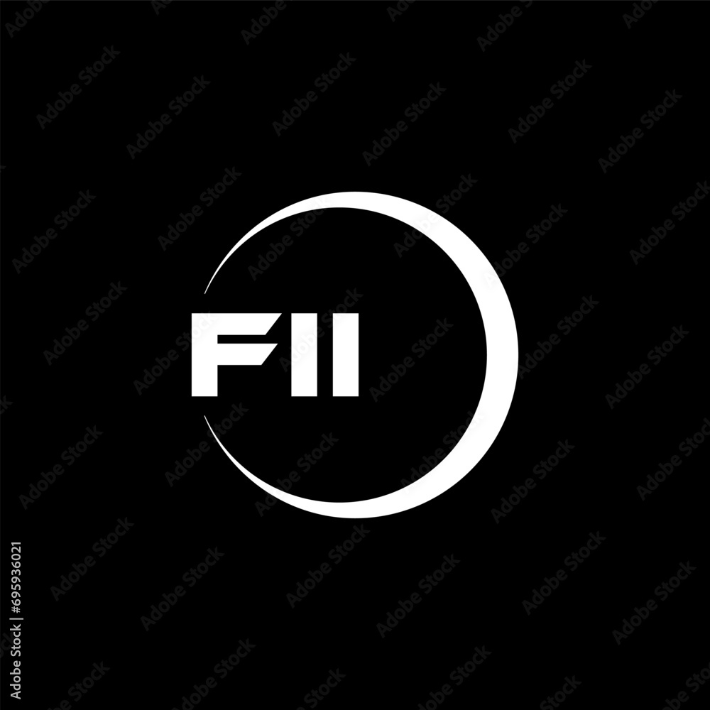 FII letter logo design with black background in illustrator, cube logo ...