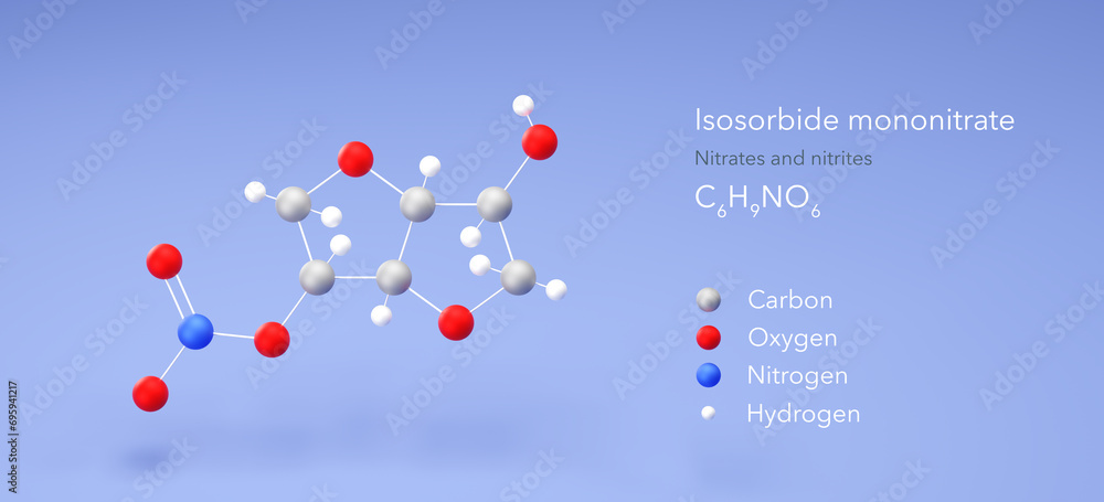 isosorbide mononitrate molecule, molecular structures, nitrates and ...