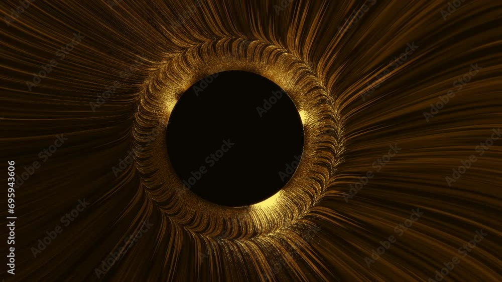 Luxury gold line wave flowing with light effect and black copy space ...
