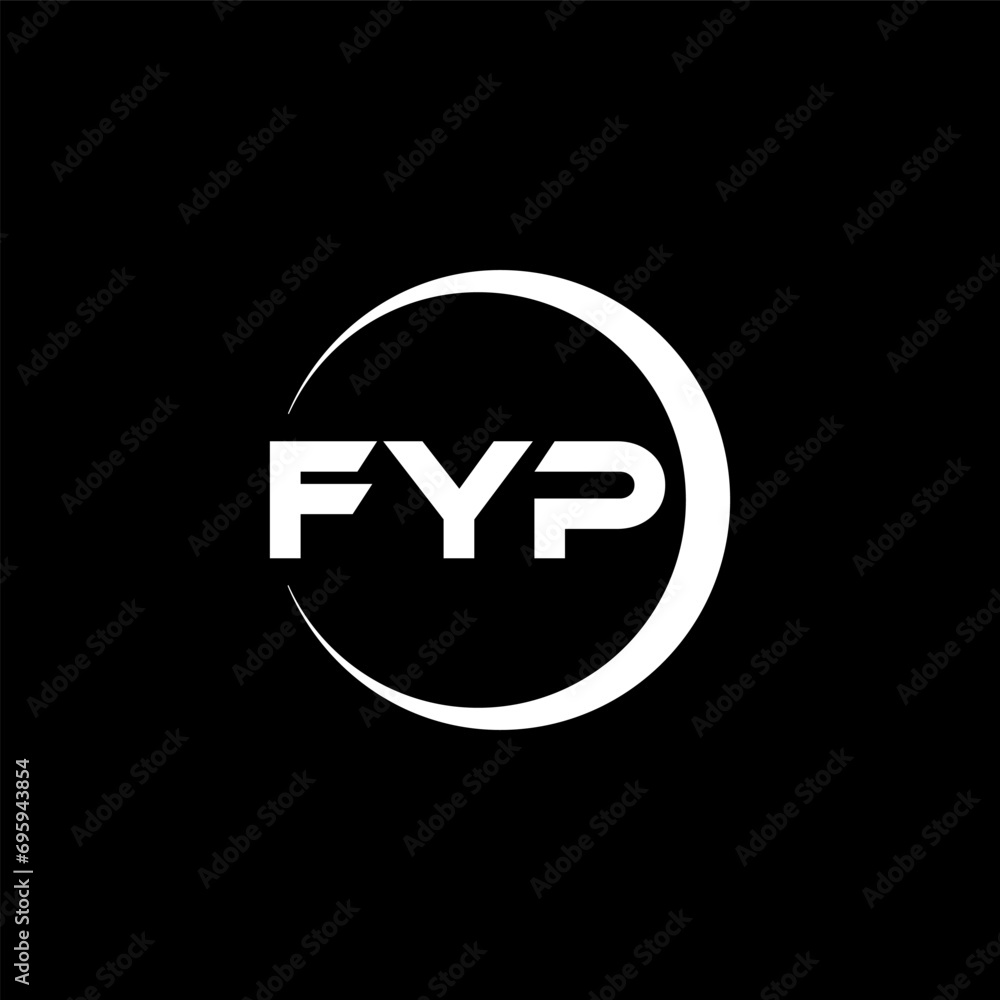 FYP letter logo design with black background in illustrator, cube logo ...