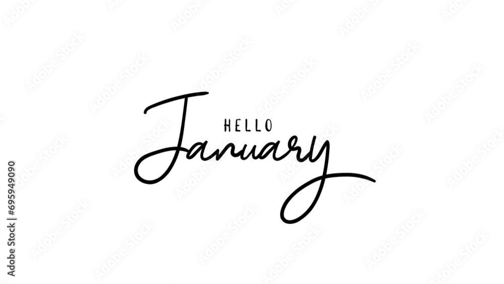 Hello January text motion animation video transparant background with ...