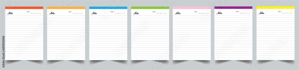 Notebook Paper set of vector illustrations sheet of paper from a ...