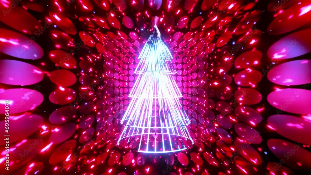 Christmas tree rotating on futuristic technology abstract background ...