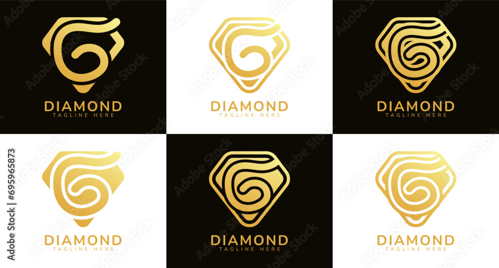 Set of diamond logos with initial letter G. These logos combine letters ...