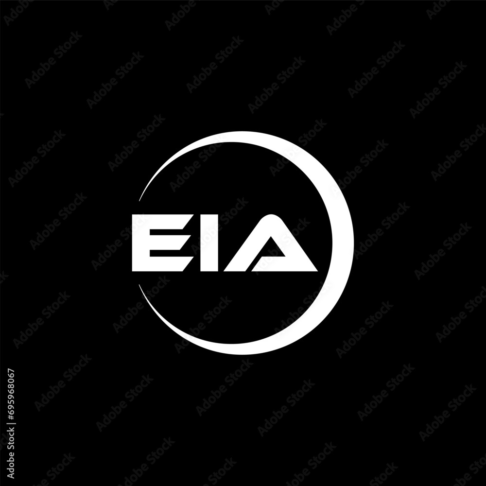 EIA letter logo design with black background in illustrator, cube logo ...