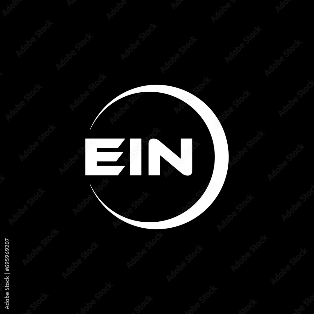 EIN letter logo design with black background in illustrator, cube logo, vector logo, modern ...