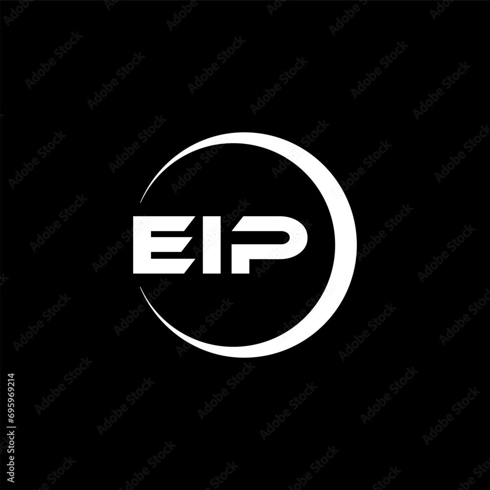 EIP letter logo design with black background in illustrator, cube logo ...