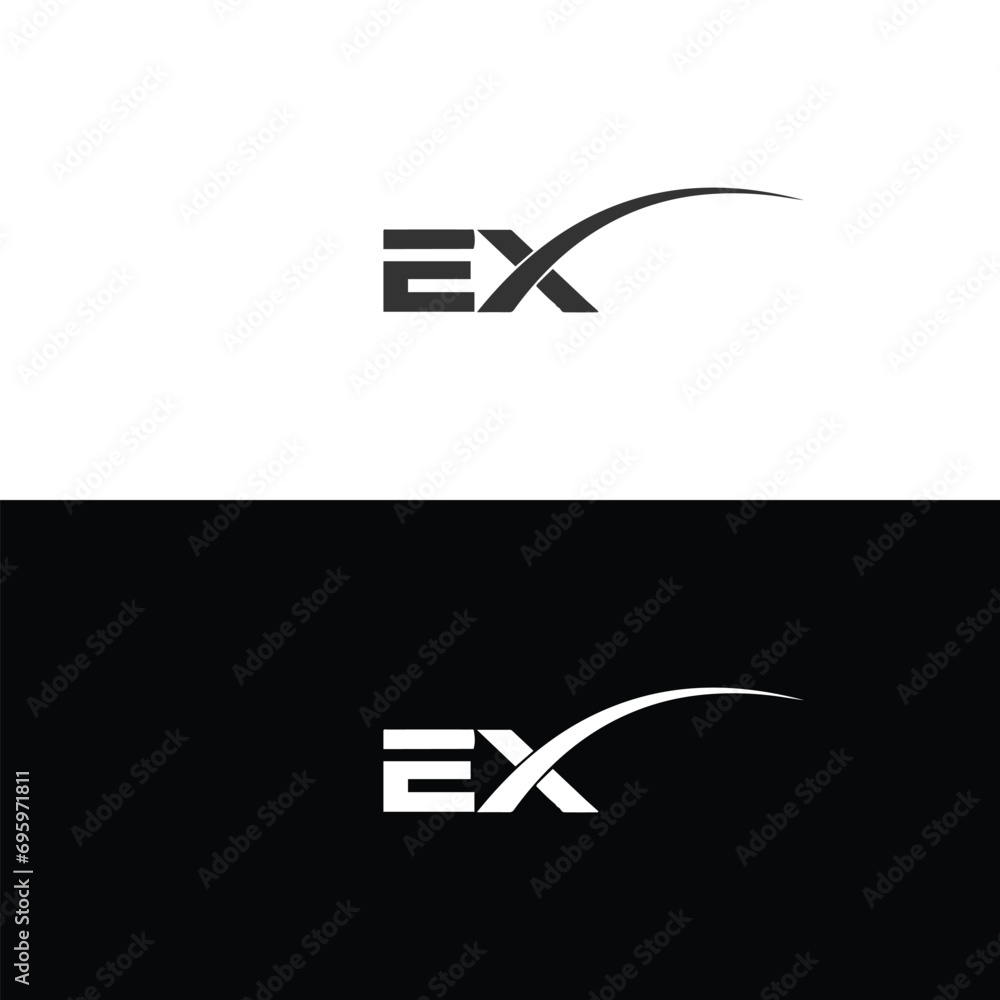 EX logo. E X design. White EX letter. EX, E X letter logo design ...