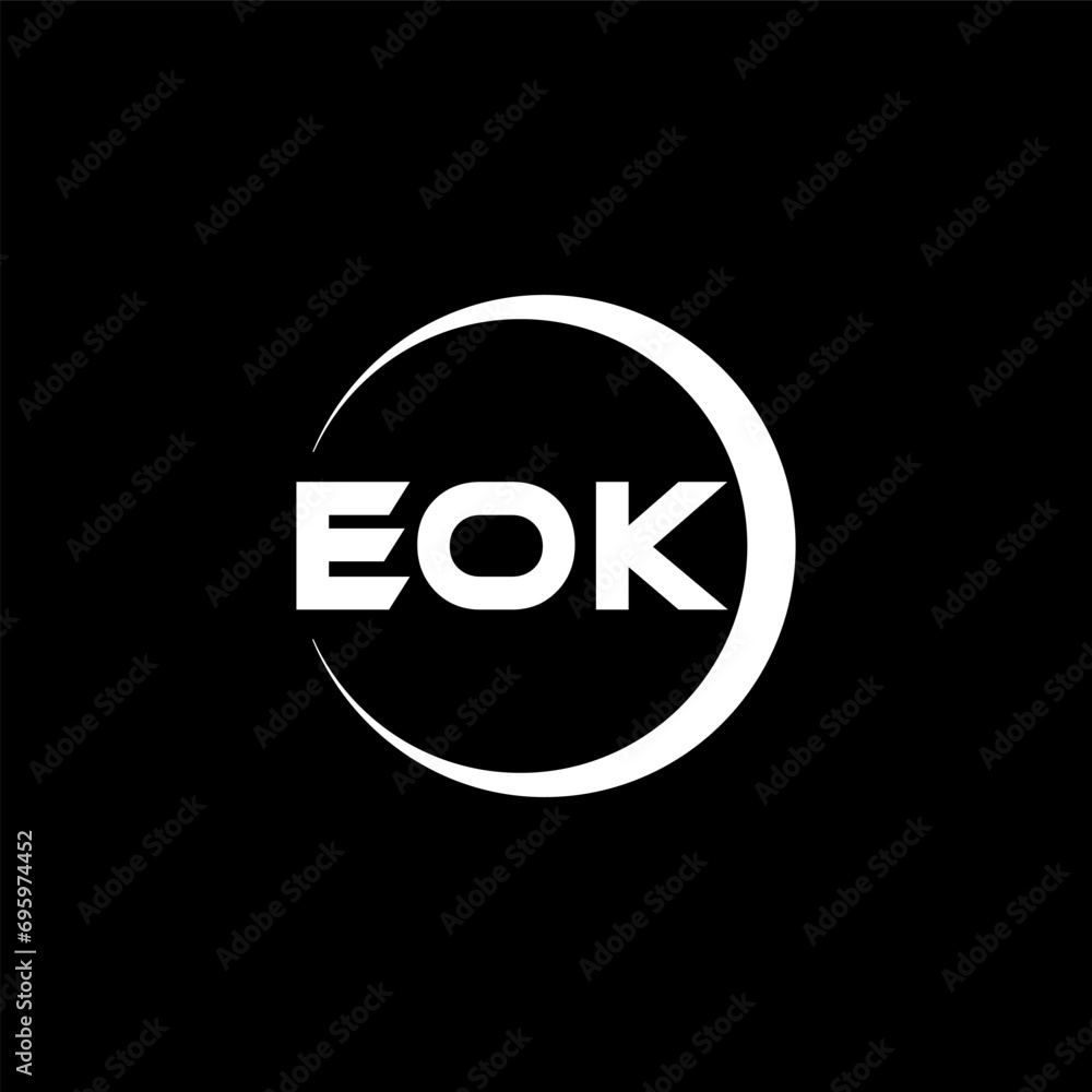 EOK letter logo design with black background in illustrator, cube logo ...
