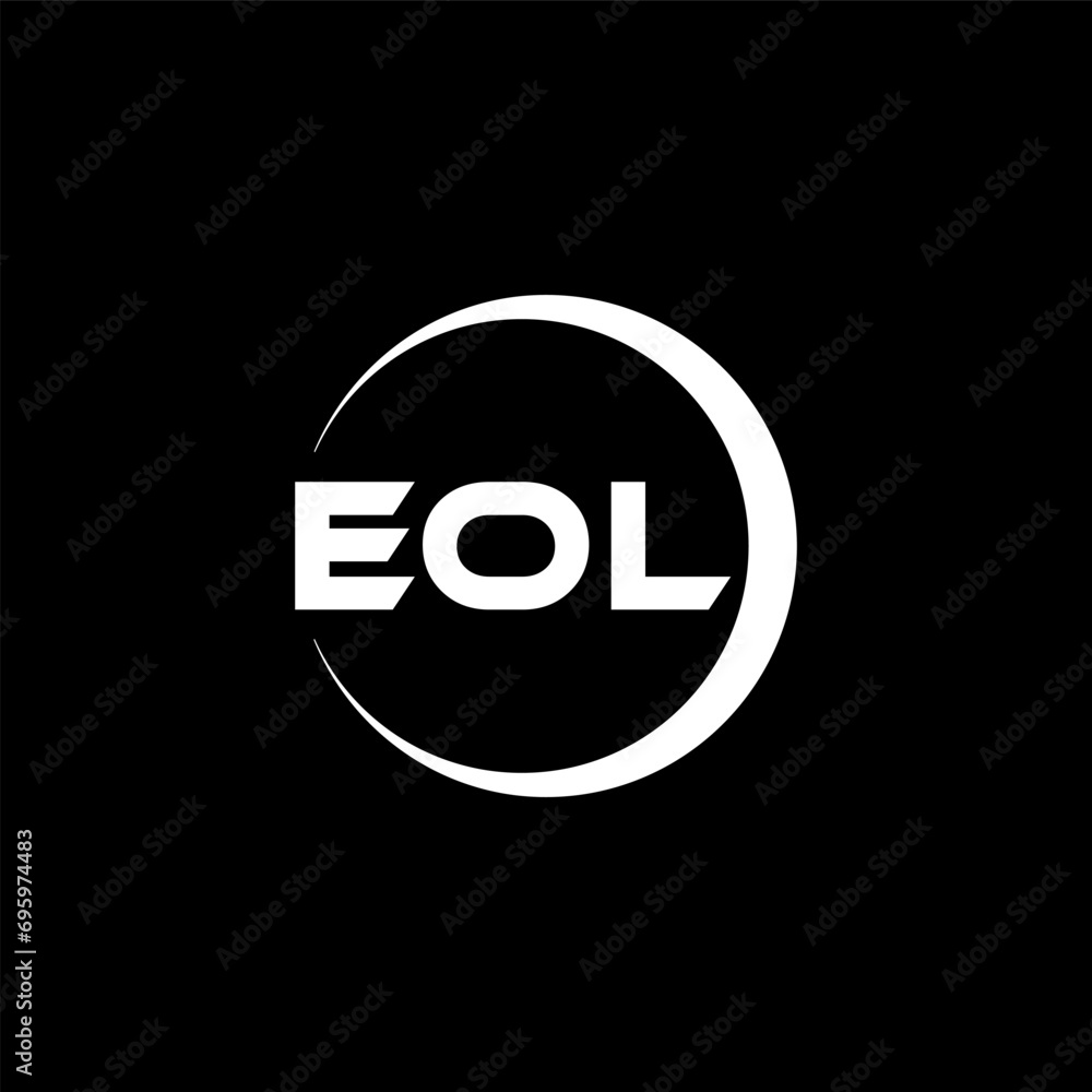 EOL letter logo design with black background in illustrator, cube logo ...