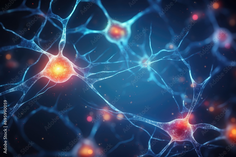 Neuron cells. 3D illustration. Neuron cells. Neuron cells. Neuron cells. Neuron cells ...
