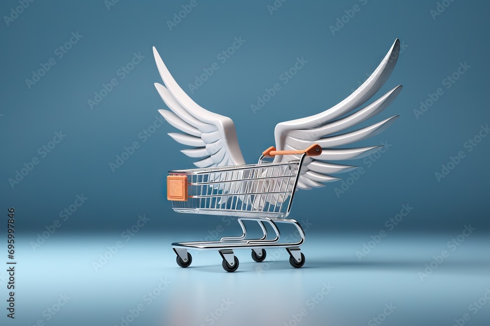 Elevated Shopping Experience Trolley Cart with Wings for Swift Delivery Services – Wide Clean ...