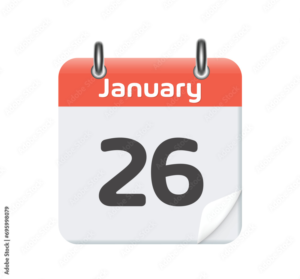 January 26. Calendar icon on transparent background. Vector ...