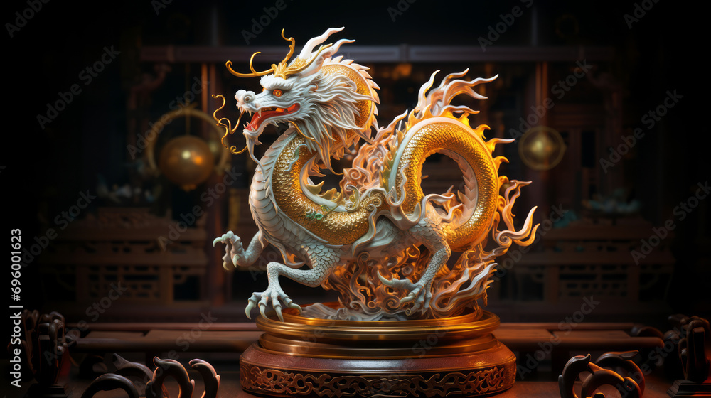 Visual symphony of fortune by featuring a majestic green dragon amidst ...