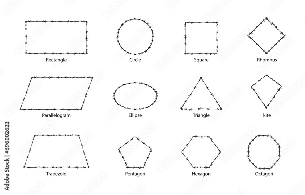 Barb wire shapes and pattern texture design vector graphic. Basic ...