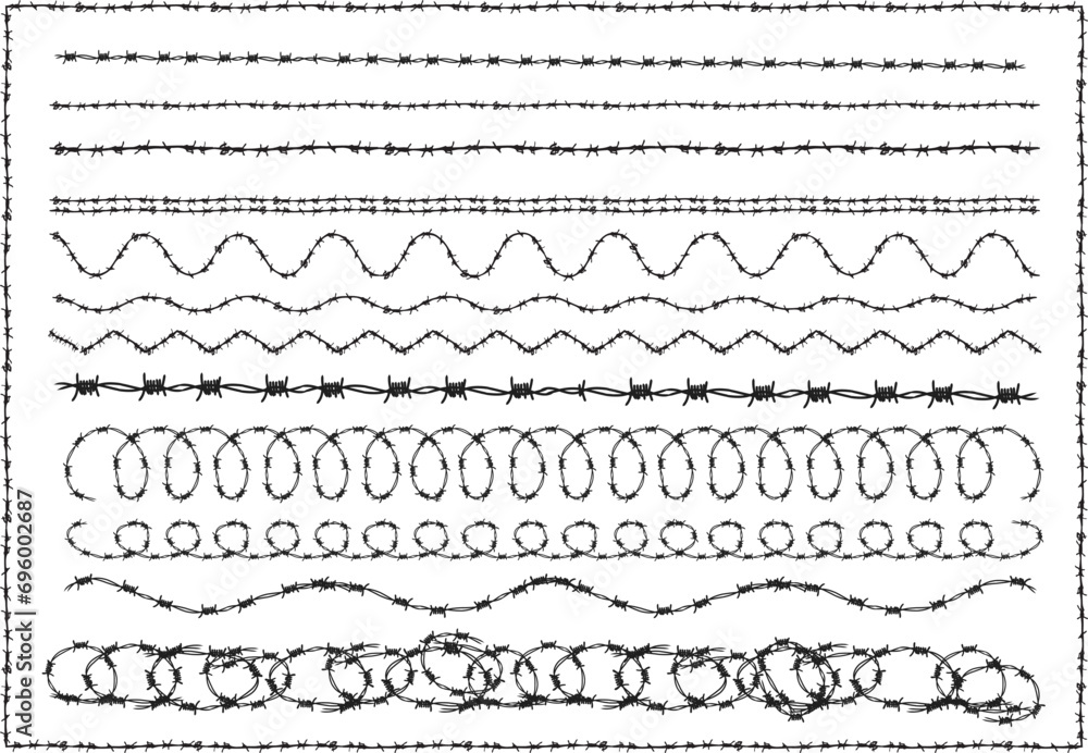 Barb wire shapes and pattern texture design vector graphic. Basic ...
