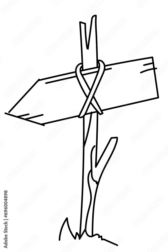 Coloring Page For Printing And Wooden Signpost Are The Main Elements Of ...