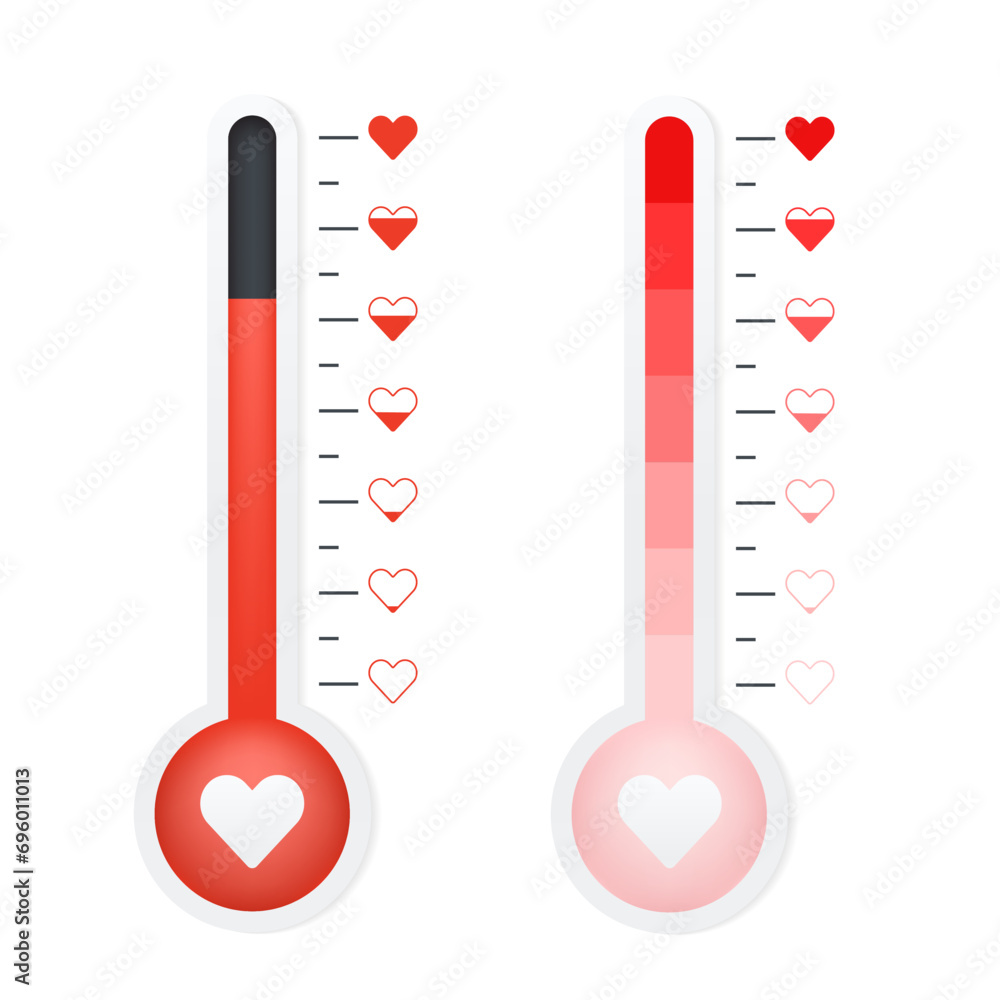 Love thermometer Valentines Day card element. Love level meter romance ...