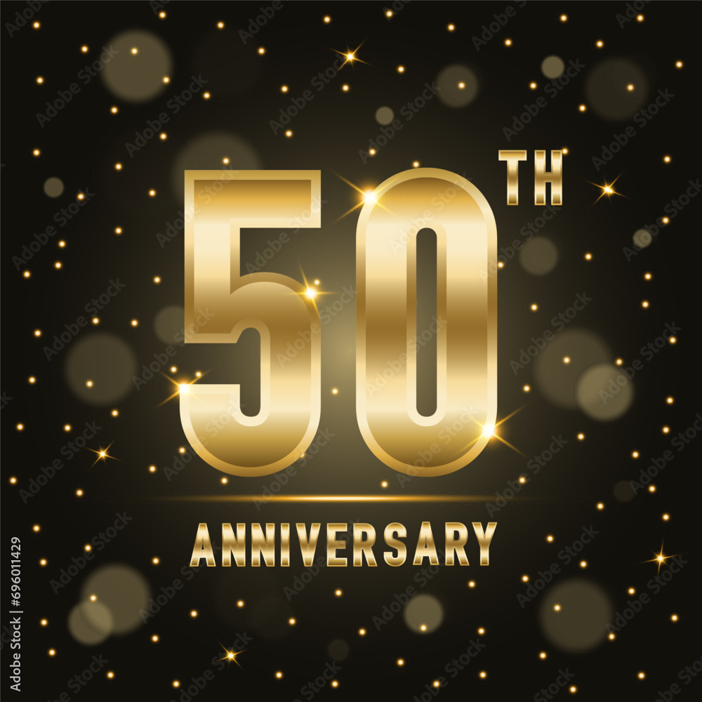 50th Anniversary logo design with double line numbers. Golden anniversary template. Vector Logo ...