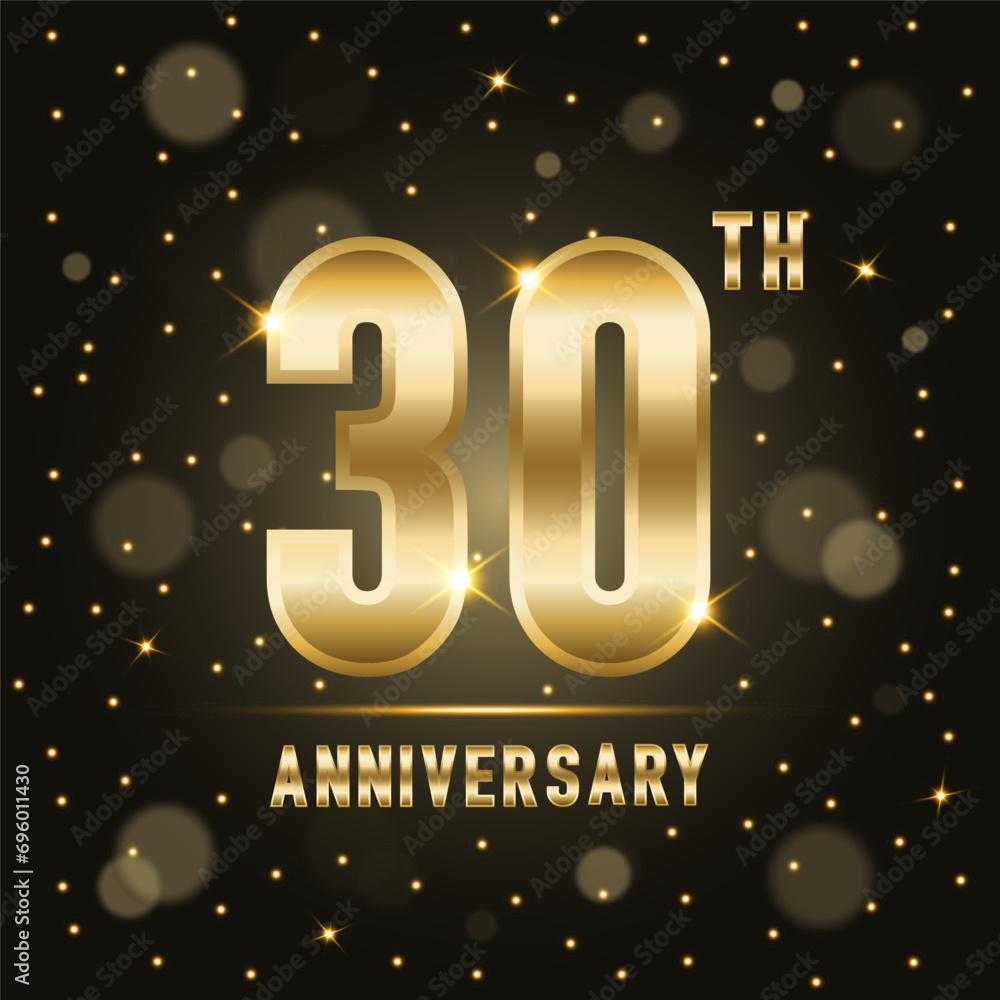 30th Anniversary logo design with double line numbers. Golden ...