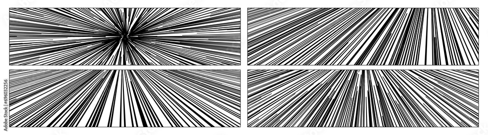 Comic book speed lines set isolated on background stripe and radial ...