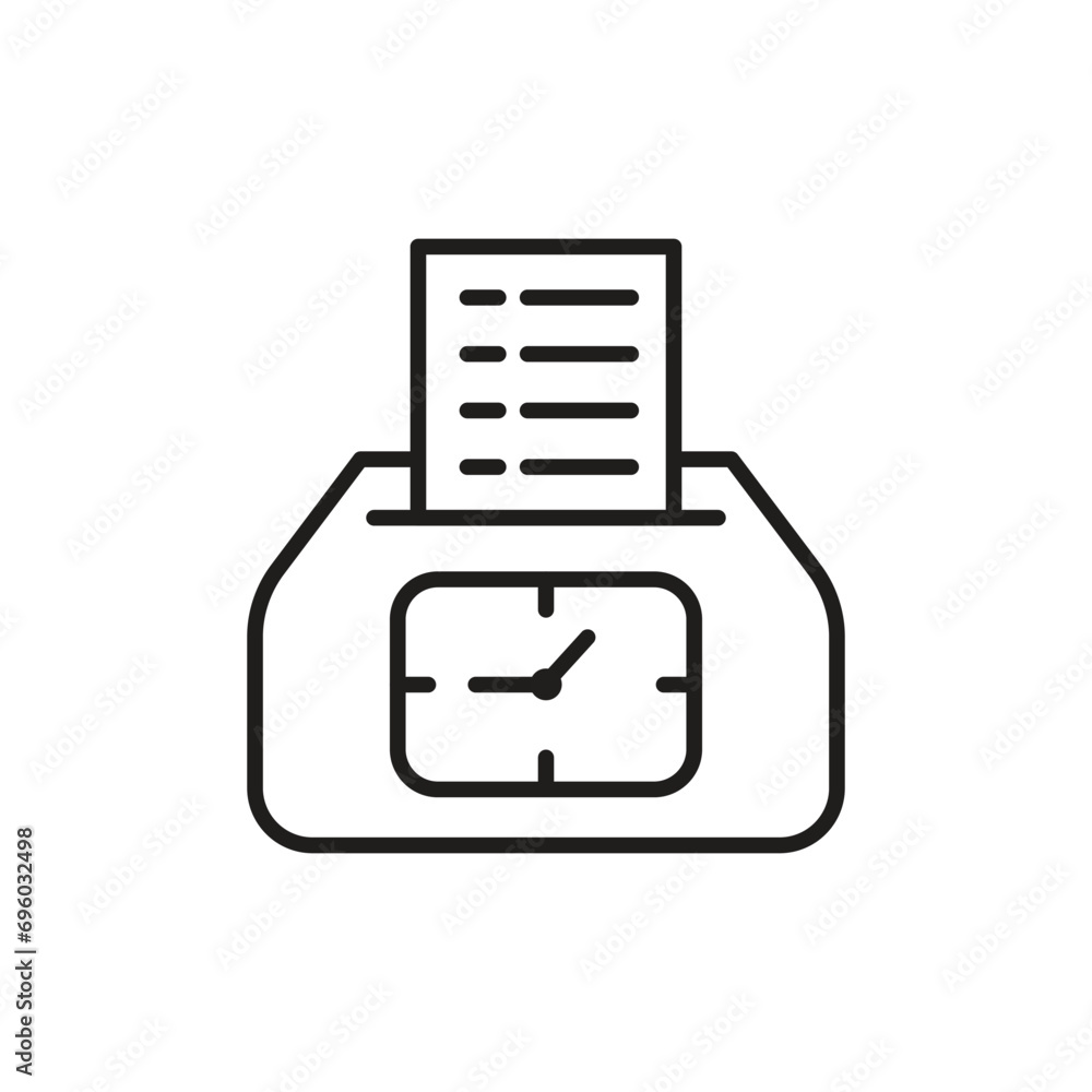 Time card icon, time card machine, isolated on white background, vector ...