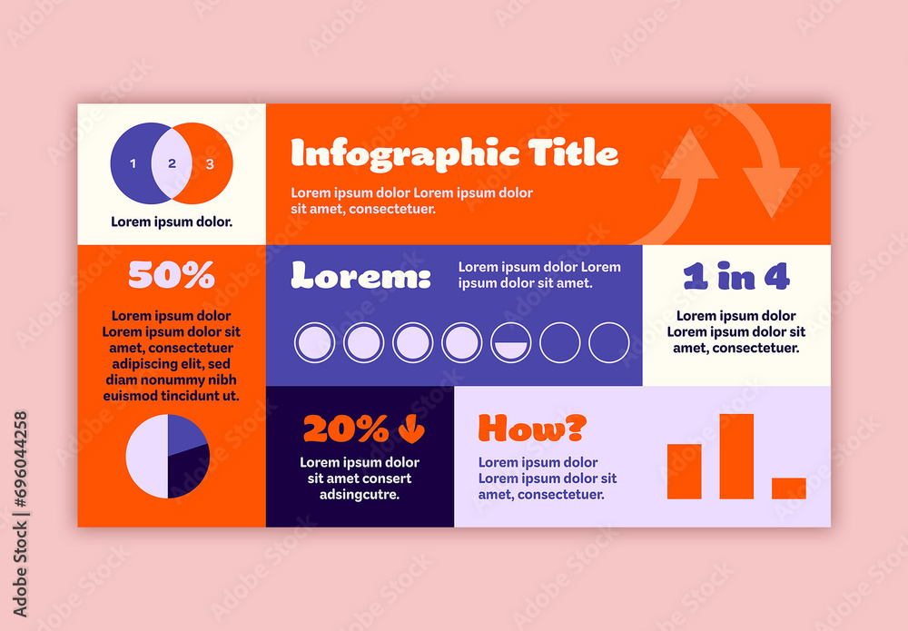 Bright Infographic Layout with Simple Graphics Stock Template | Adobe Stock
