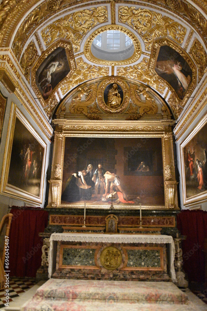 Caravaggio's painting, The Beheading of Saint John and Saint Jerome ...