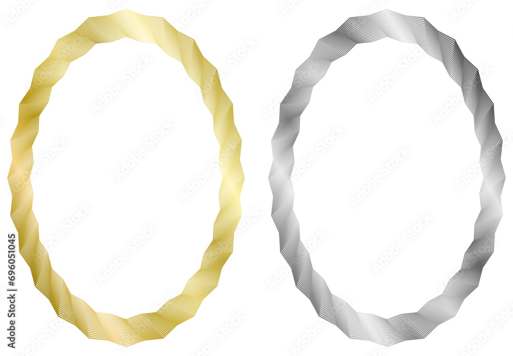Set of golden and silver frames. Vector frame isolated on white. Frame ...