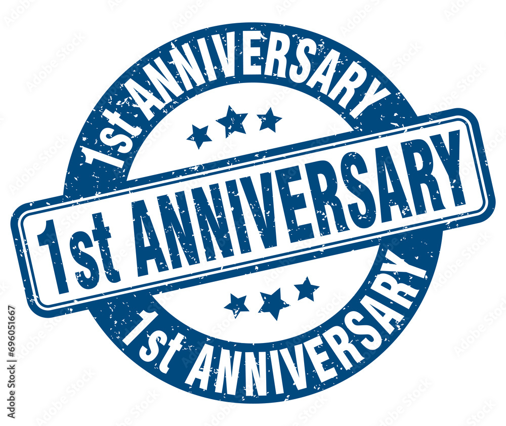 1st anniversary stamp. 1st anniversary label. round grunge sign Stock ...