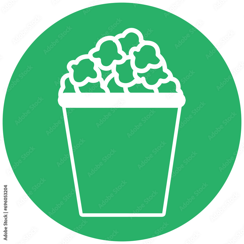 Green popcorn bowl icon on transparent background Stock Illustration ...