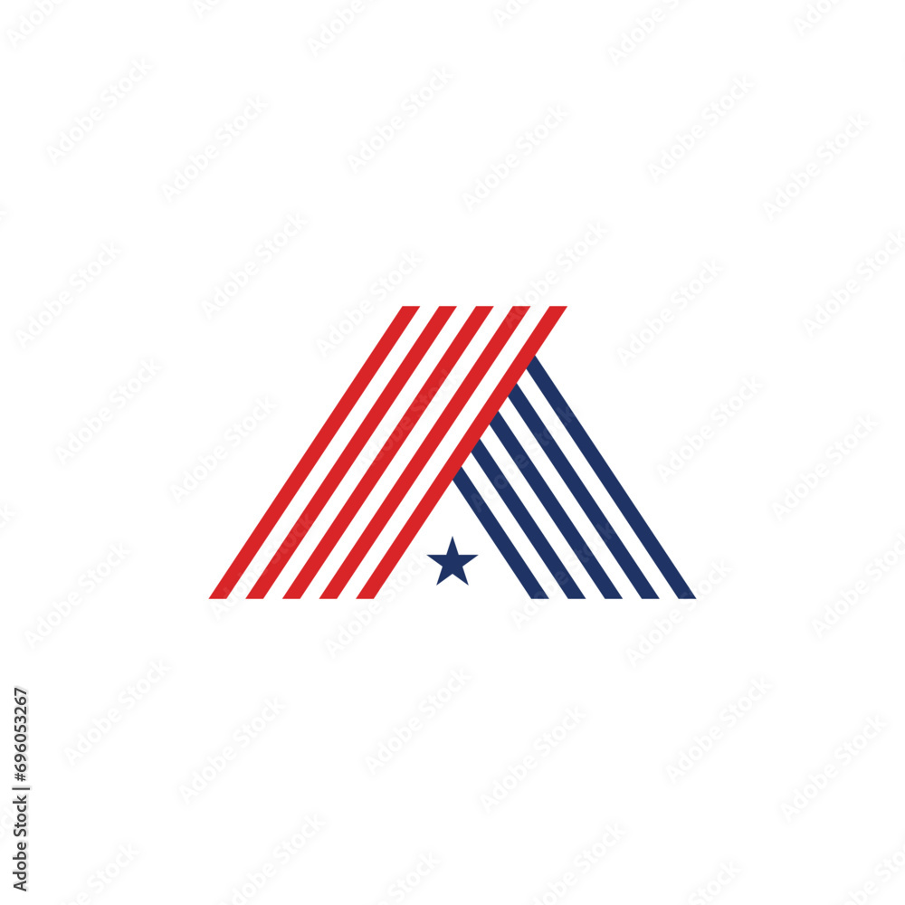 Letter A and american flag logo. Vector illustration Stock Vector ...