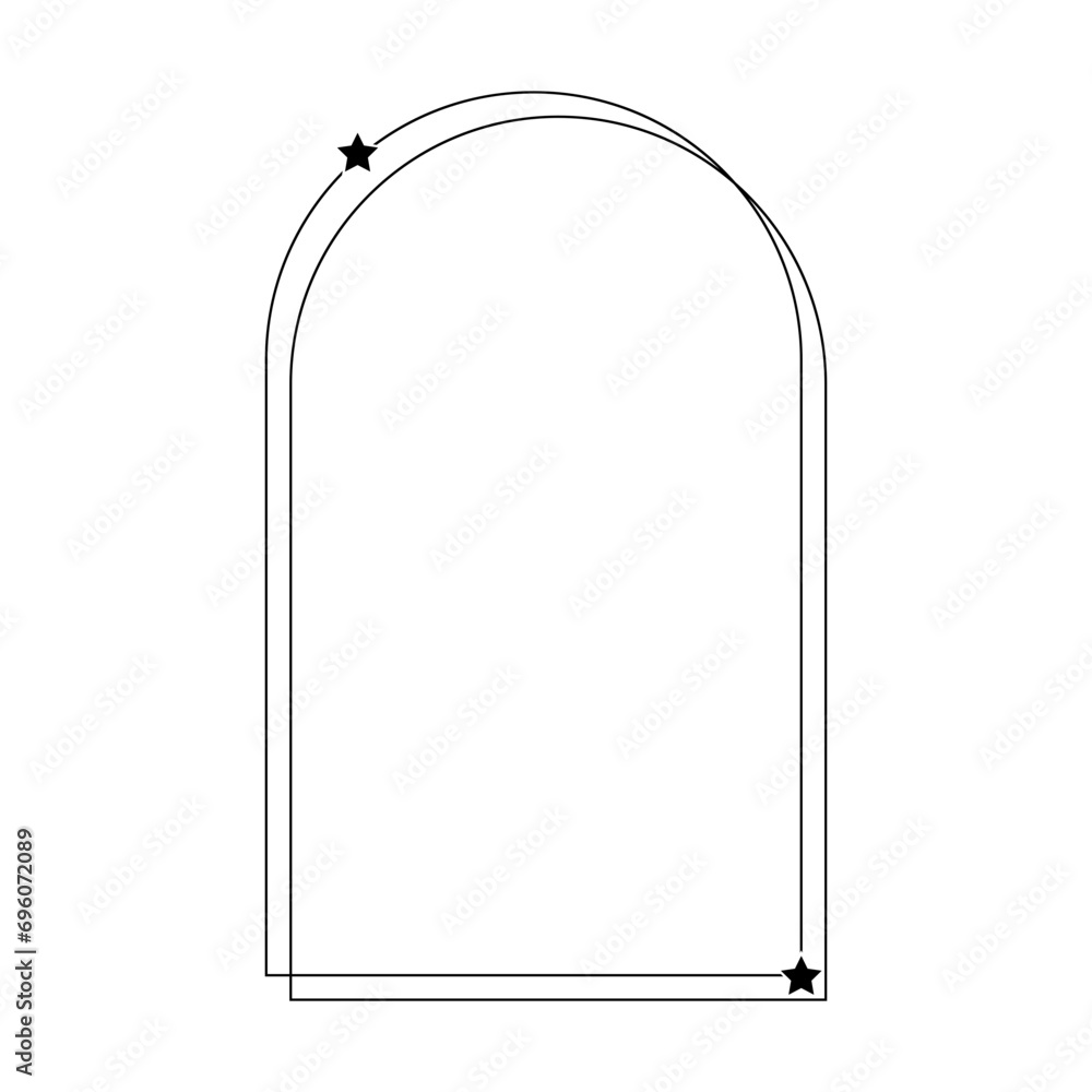 Arch frame border icon with star shape symbol for decorative vintage ...