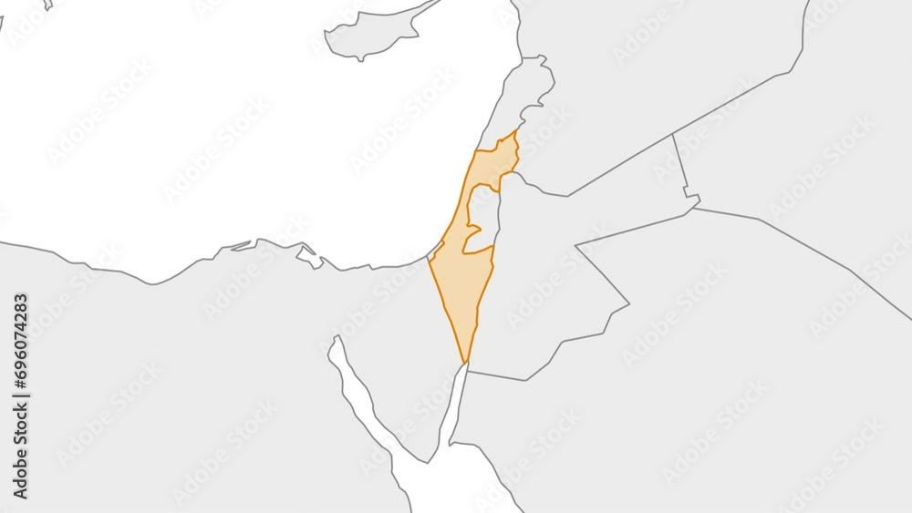 Animation of Israel country map on the world map. Animation of map zoom ...