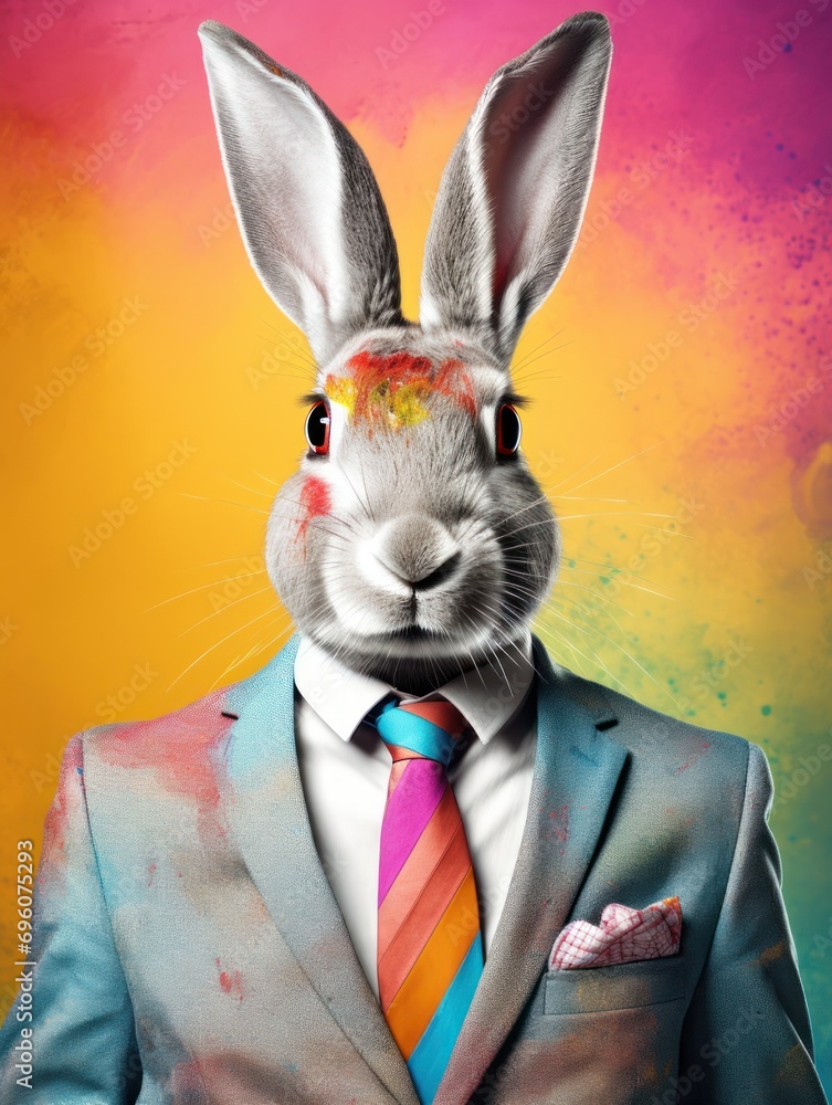 Vibrant Easter Bunny Art: Festive Rabbit in Stylish Suit & Shades | Fun ...