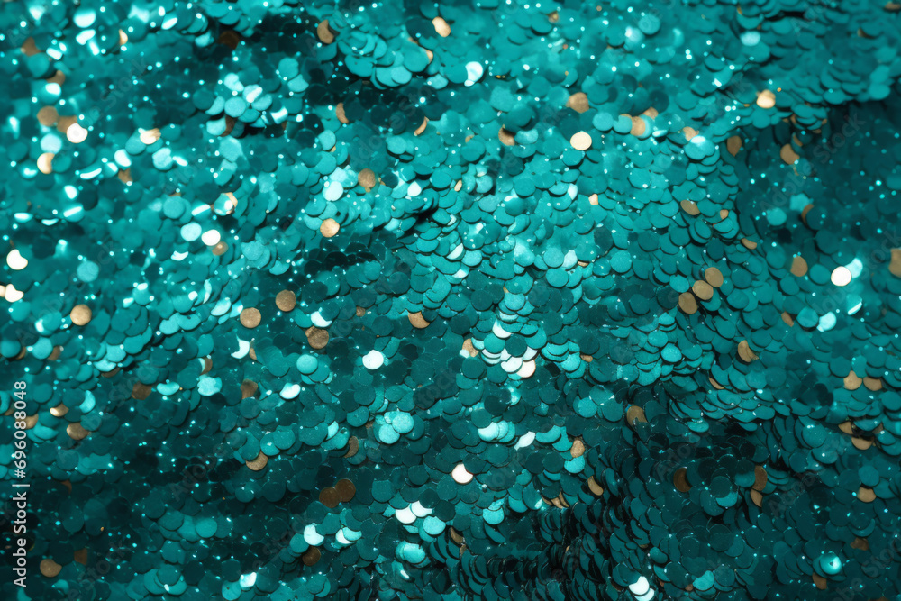 Abstract turquoise glitter sparkle background. Party invitation or ...