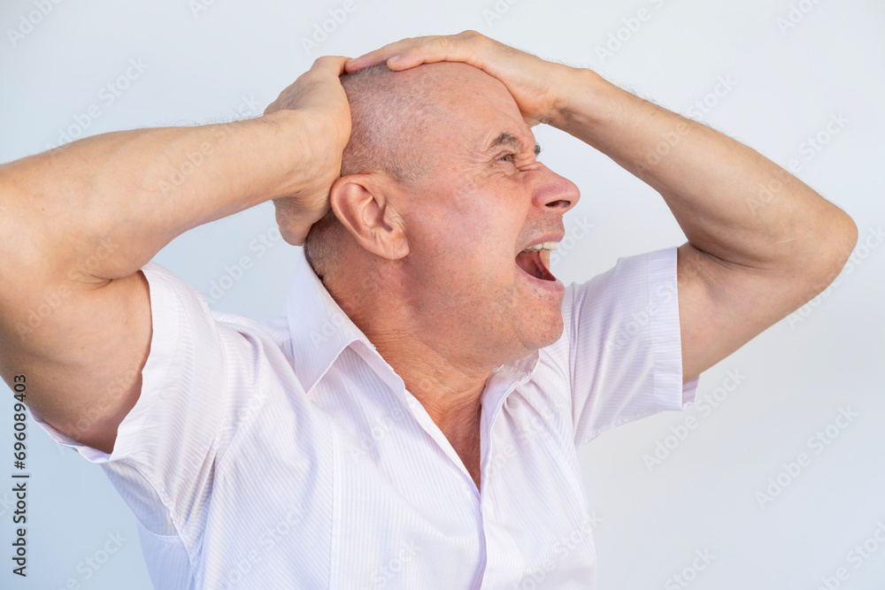 Anger Management, Stress Relief, Mental Health, man, senior 65s screams ...