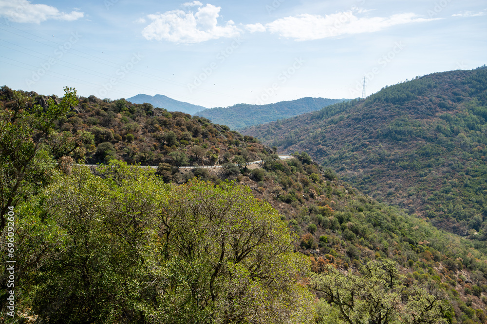 Foto de Paysage vallonné avec une route qui passe à flanc de colline ...