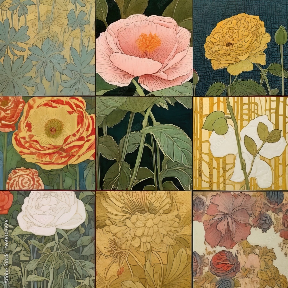 roses, rose, gustav klimt, art nouveau, monet, japanese woodblock ...