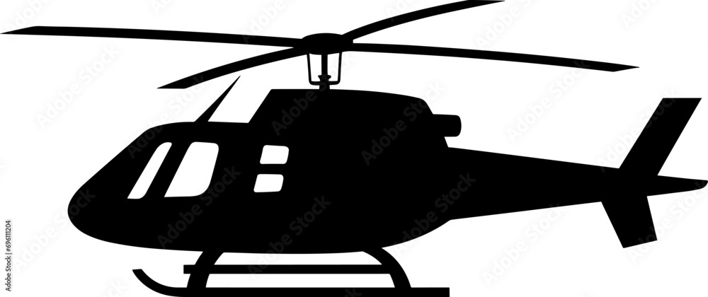 Black Hawk style helicopter silhouette in black isolated on white ...