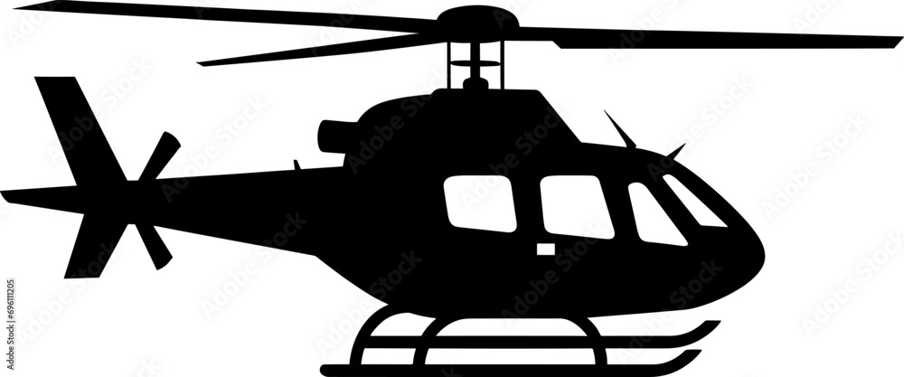 Black Hawk style helicopter silhouette in black isolated on white ...