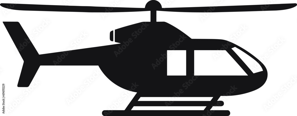 Black Hawk style helicopter silhouette in black isolated on white ...